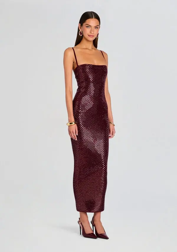 Kyree Embellished-knit Dress - Port