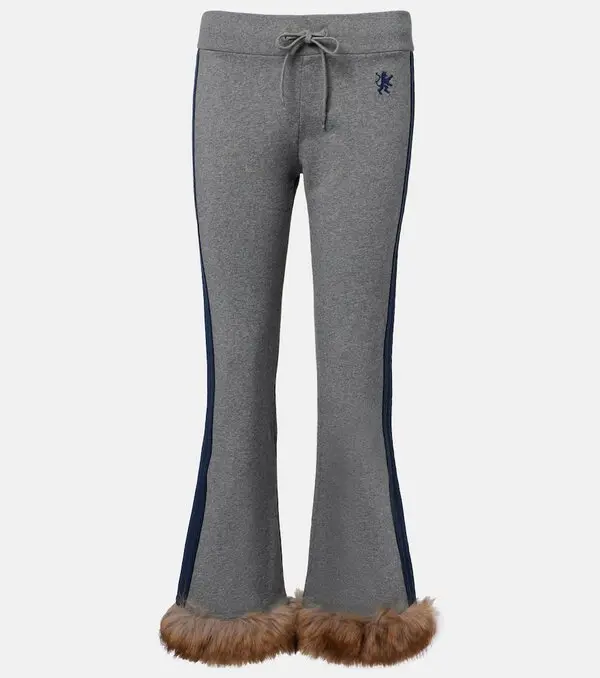 Balenciaga Embroidered Cotton Capri Pants - Grey
