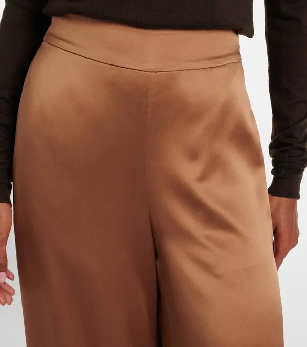 JOSEPH Dijon Silk Satin Wide-leg Pants - Brown