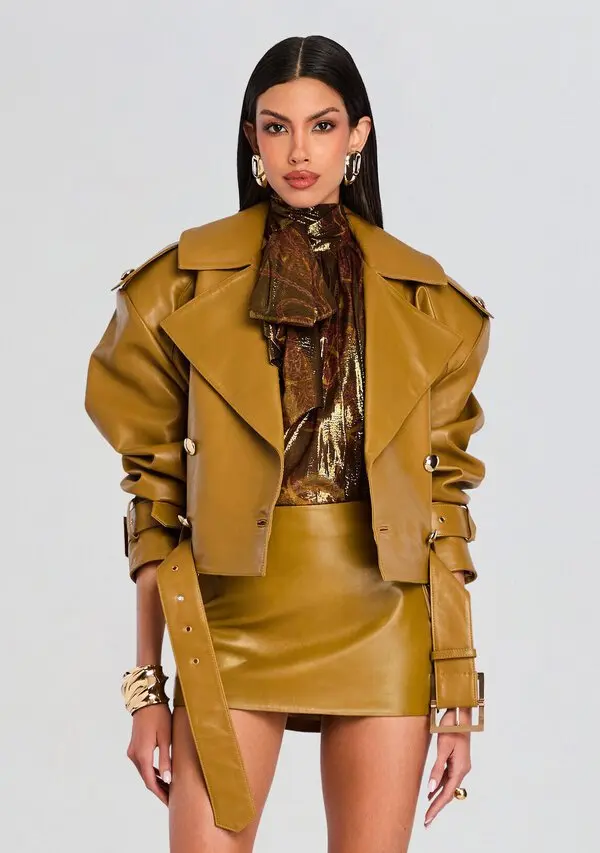 Retrofete Malene Leather Jacket - Ochre