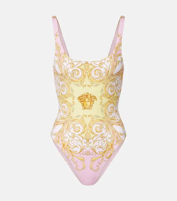 Versace Spring Barocco Open-back Swimsuit - Multicoloured