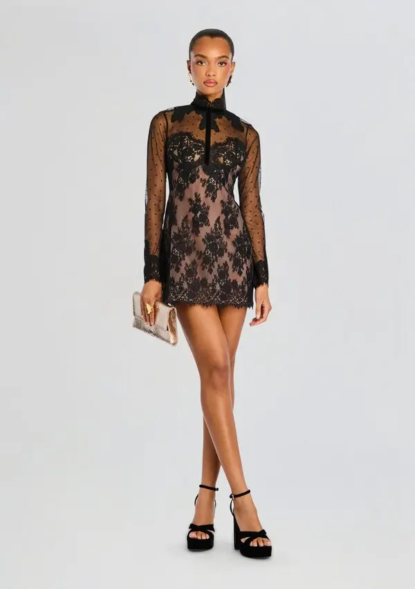 Retrofete Faylin Lace Mini Dress - Black