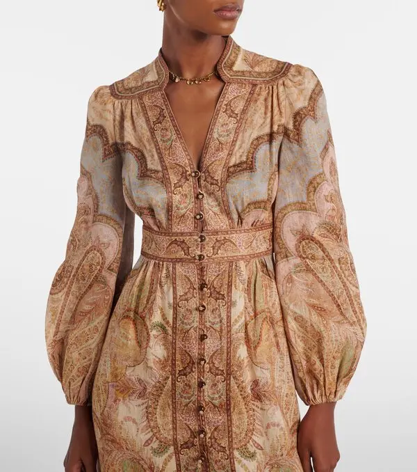 Zimmermann Wanderlust Printed Linen Shirt Dress - Multicoloured