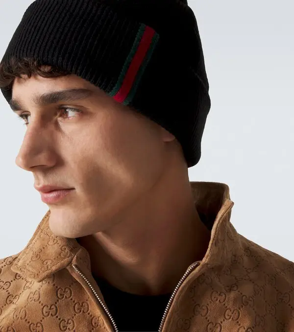 Gucci Web Stripe Wool Beanie