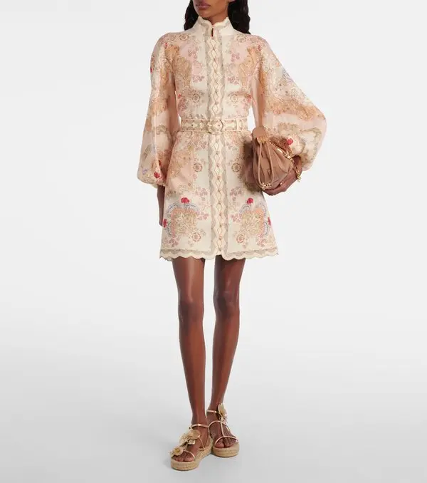 chinese dress ladies ZIMMERMANN Lucky Lace Trim Mini Dress | Cream Bouquet Floral main image 1