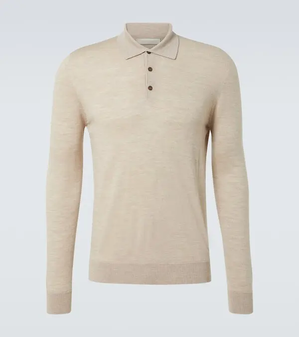 SAMAN AMEL Allen Wool Polo Sweater - Beige
