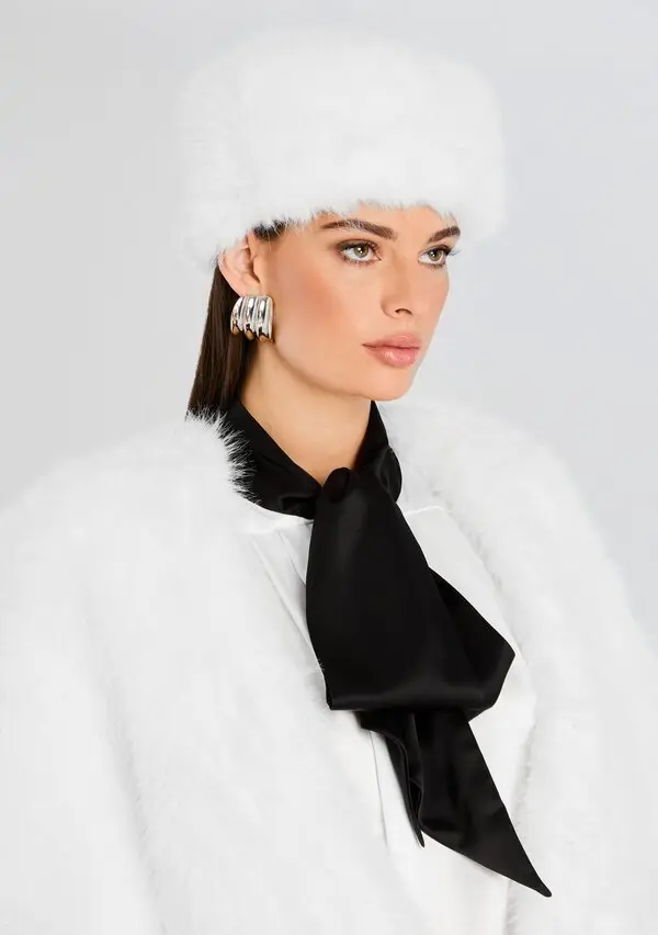 Retrofete Contessa Faux Fur Hat - White