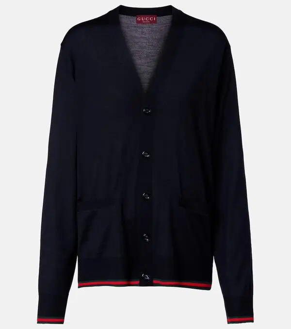 Gucci Web Stripe Wool Cardigan