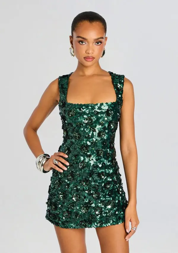 Retrofete Sequin Mini Dress - Pine