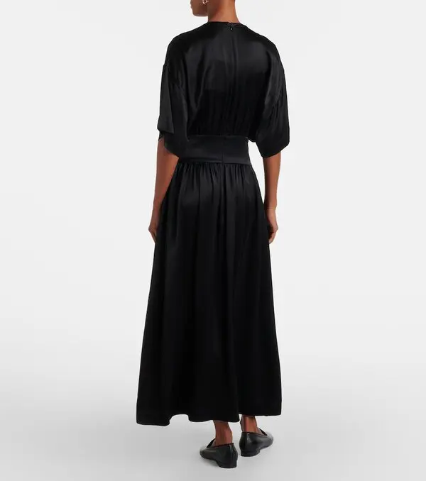 TOTEME Silk And Cotton Satin T-shirt Dress - Black