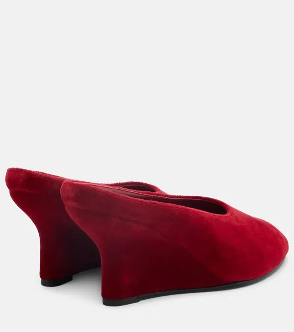 TOTEME Velvet Wedge Mules - Red