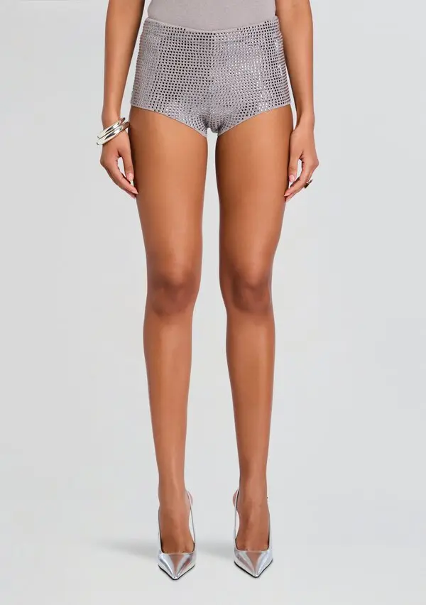Retrofete Embellished Knit Shorts - Cloud/gunmetal