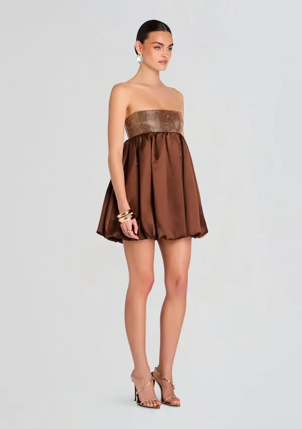 Retrofete Delfina Strapless Mini Dress - Espresso