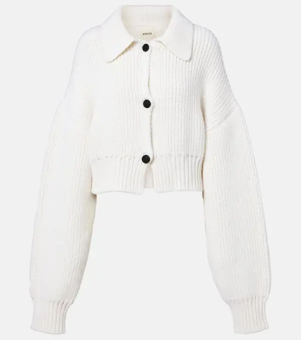 Khaite Pome Ribbed-knit Cashmere Cardigan - White