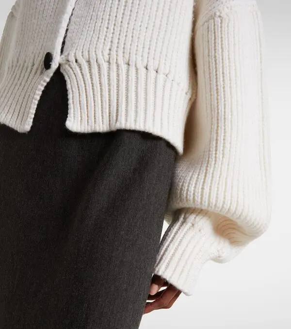 Khaite Pome Ribbed-knit Cashmere Cardigan - White