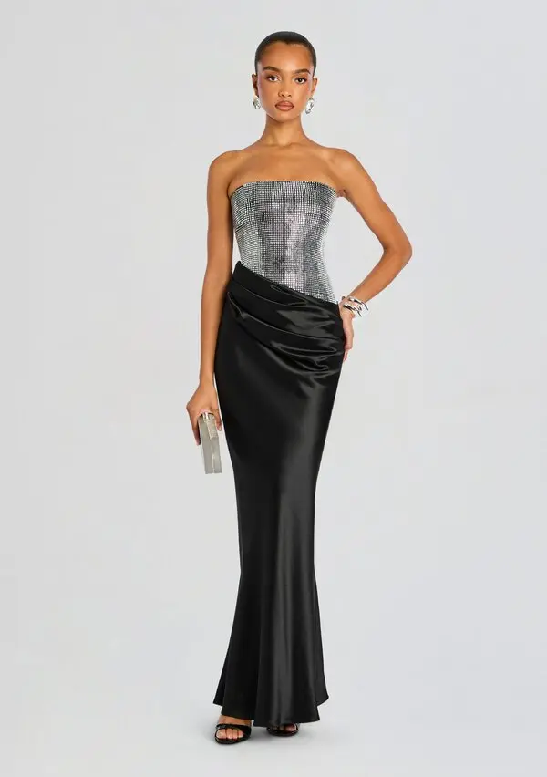 Retrofete Alexandra Embellished Strapless Dress - Black/silver