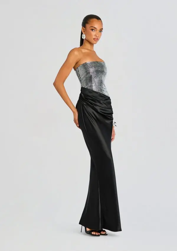 Retrofete Alexandra Embellished Strapless Dress - Black/silver