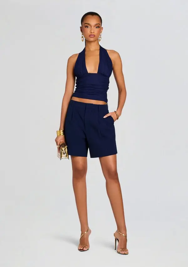 SEROYA Bimini Mesh Halter Top - Navy