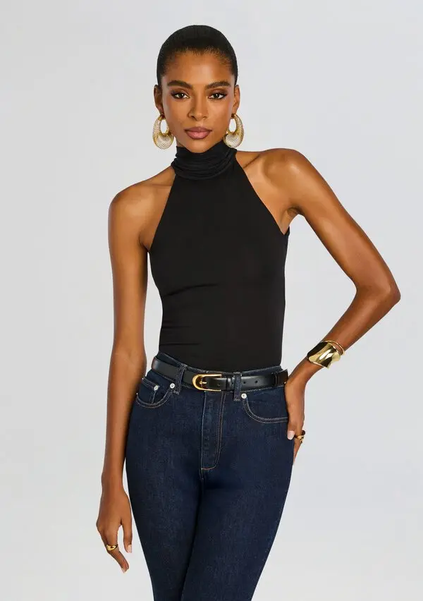 SANS FAFF Bamboo High Neck Bodysuit - Black