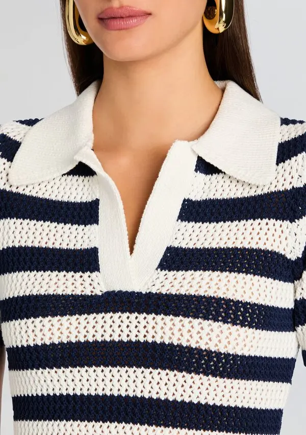 SEROYA Crochet Polo Top