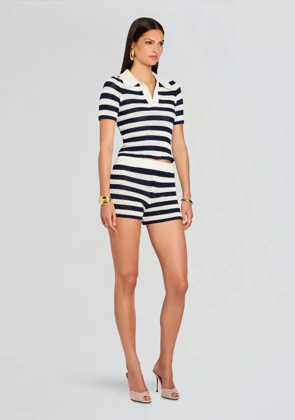 SEROYA Crochet Polo Top