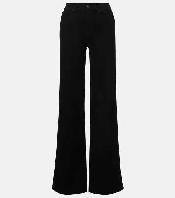 7 For All Mankind Lotta High-rise Wide-leg Jeans - Black