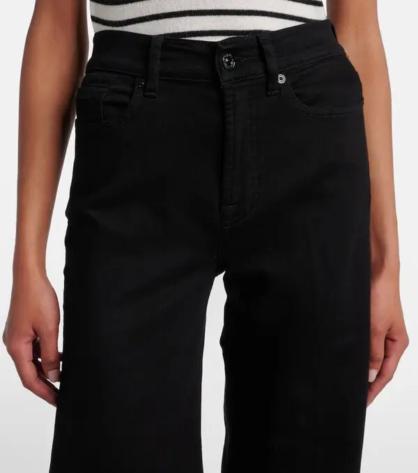 7 For All Mankind Lotta High-rise Wide-leg Jeans - Black
