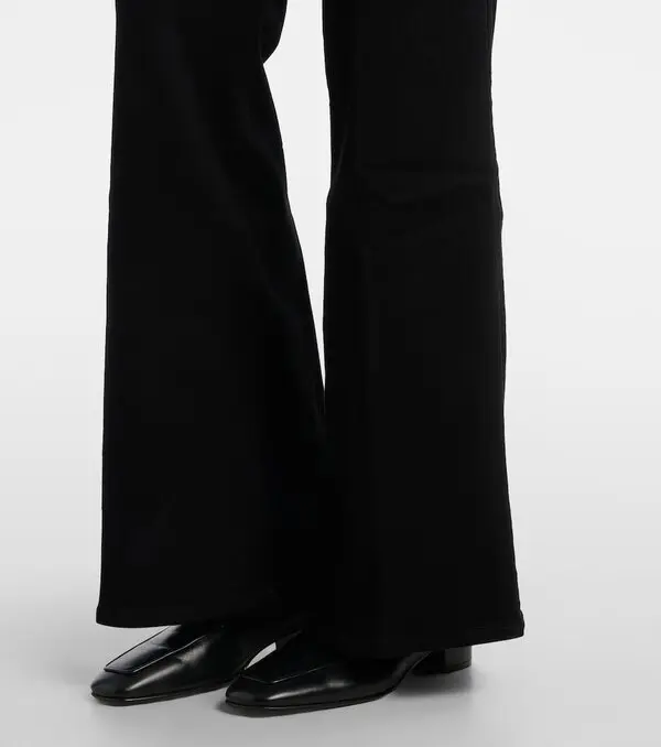 7 For All Mankind Lotta High-rise Wide-leg Jeans - Black