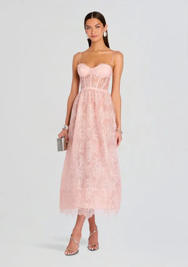 Retrofete Kendy Lace Midi Dress - Peche