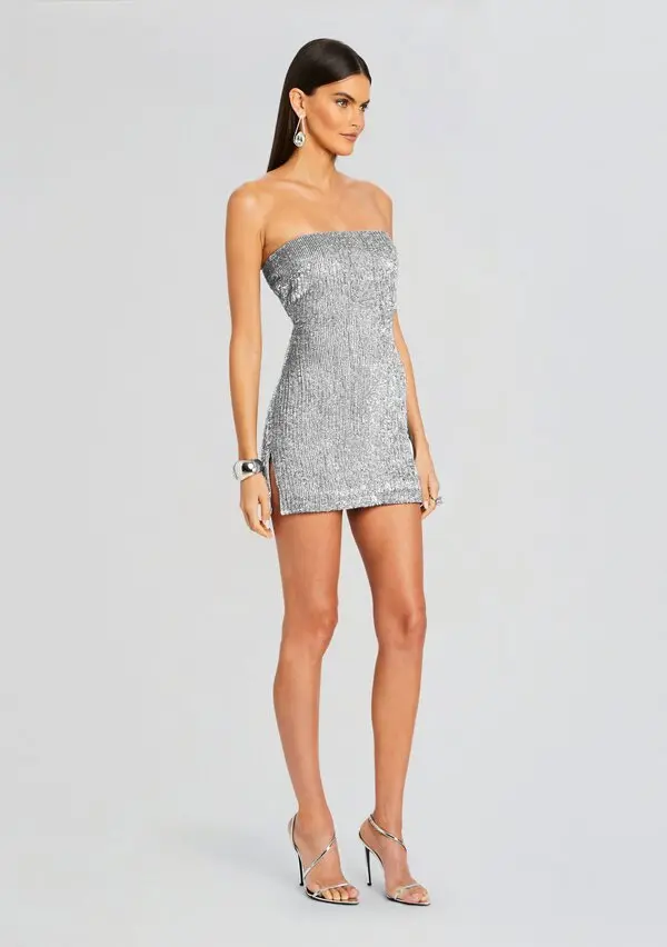 Retrofete Catherine Sequin Mini Dress - Silver Cloud