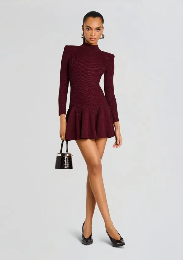 Retrofete Sydonie Knit Mini Dress - Metallic Port