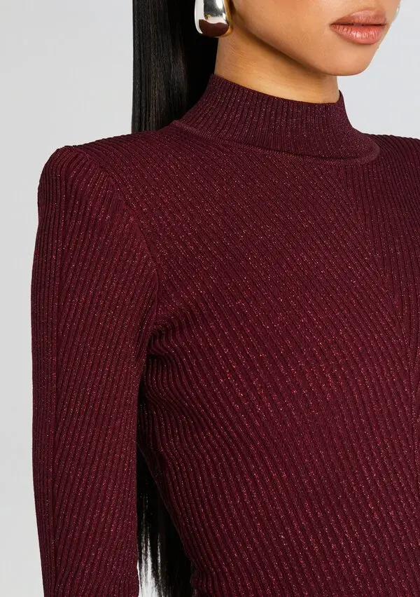 Retrofete Sydonie Knit Mini Dress - Metallic Port
