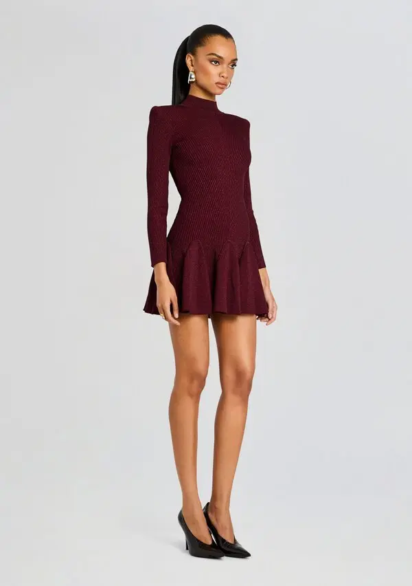 Retrofete Sydonie Knit Mini Dress - Metallic Port