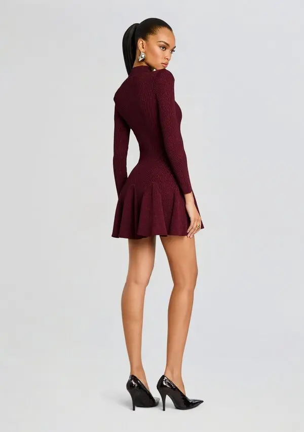 Retrofete Sydonie Knit Mini Dress - Metallic Port