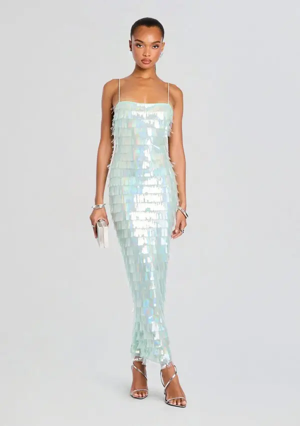 Retrofete Alana Sequin Midi Dress - Eucalyptus