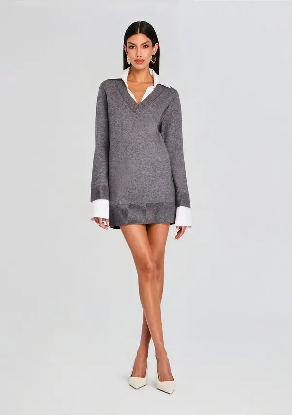 SEROYA Karli Mini Dress - Medium Grey