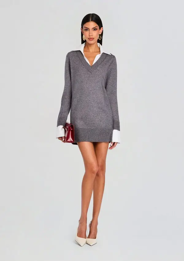 SEROYA Karli Mini Dress - Medium Grey
