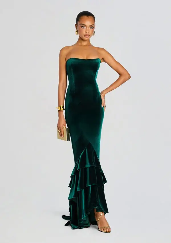 Retrofete Greta Velvet Gown - Pine