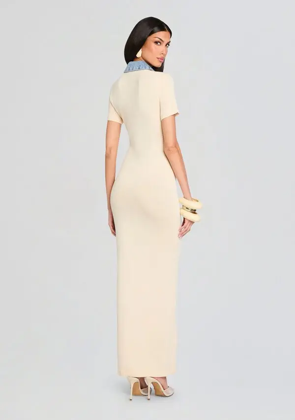 SEROYA Reye Knit Maxi Dress - Eggshell/coastline