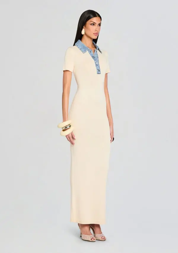 SEROYA Reye Knit Maxi Dress - Eggshell/coastline