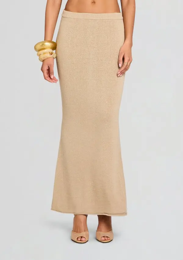 SEROYA Kora Knit Maxi Skirt - Stone