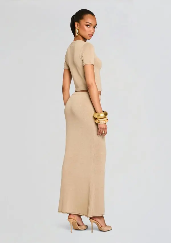 SEROYA Kora Knit Maxi Skirt - Stone