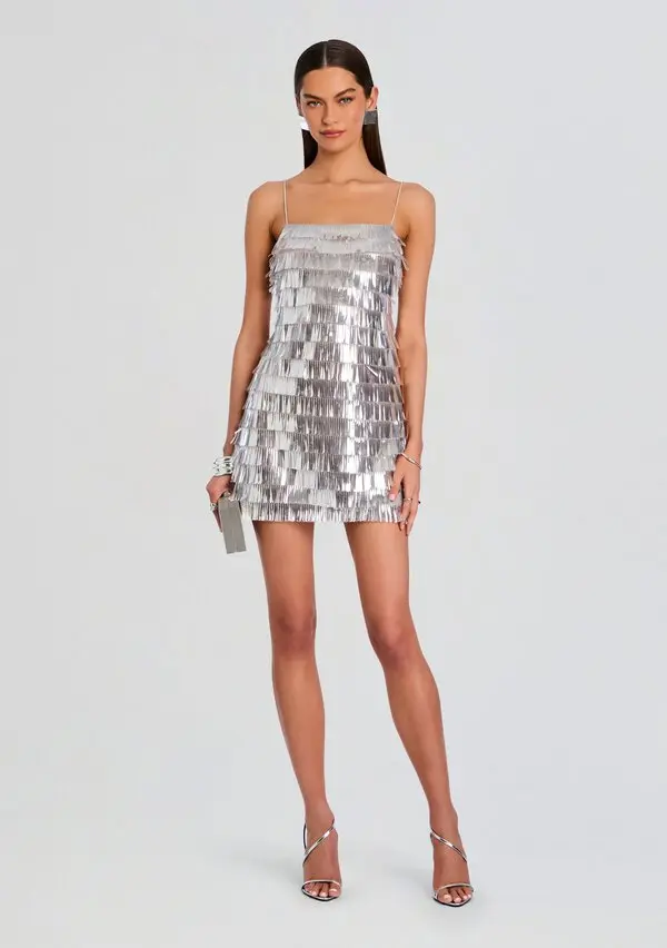 Retrofete Amalie Sequin Mini Dress - Silver Cloud