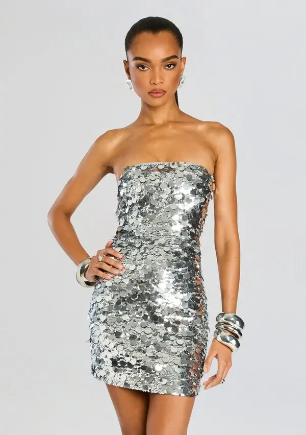 Retrofete Nolia Sequin Embellished Mini Dress - Silver