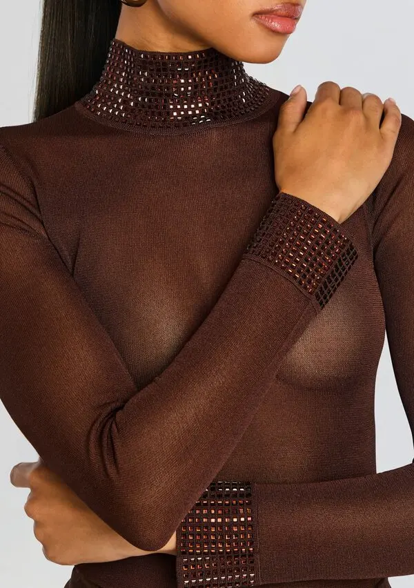 Retrofete Orly Embellished Top - Espresso