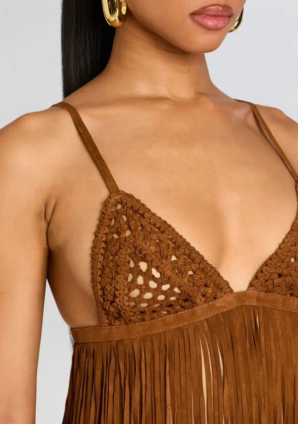 Retrofete Jacinta Suede Fringe Bra