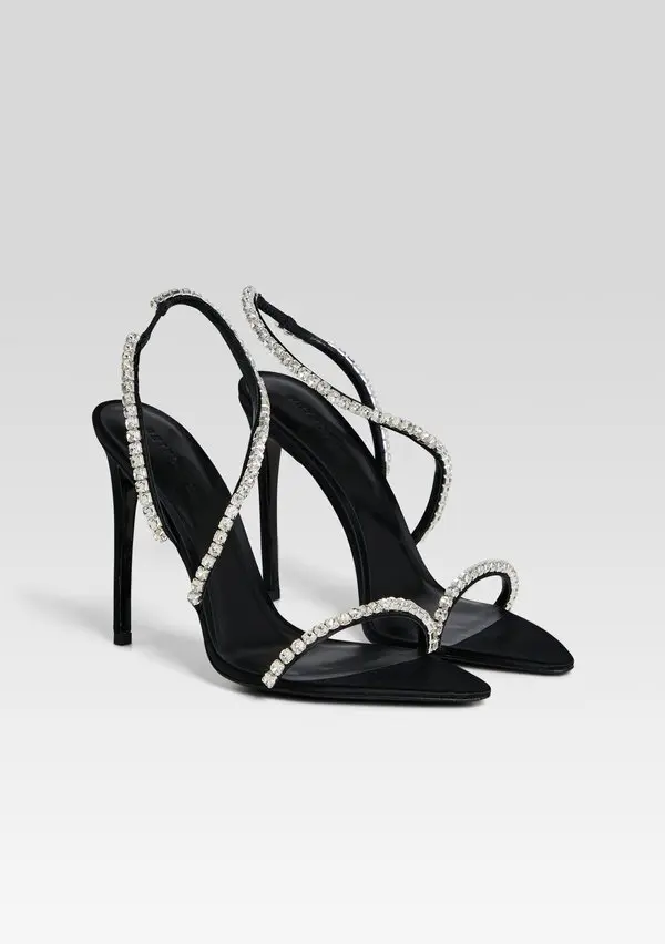 Retrofete Erminia Embellished Sandal - Black/crystal