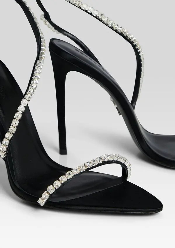 Retrofete Erminia Embellished Sandal - Black/crystal