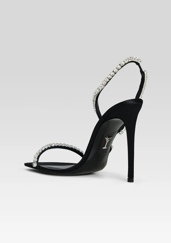 Retrofete Erminia Embellished Sandal - Black/crystal