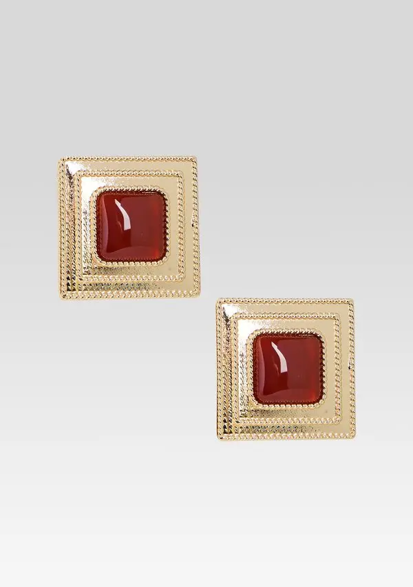 Retrofete Umbriana Gemstone Earrings - Red/gold
